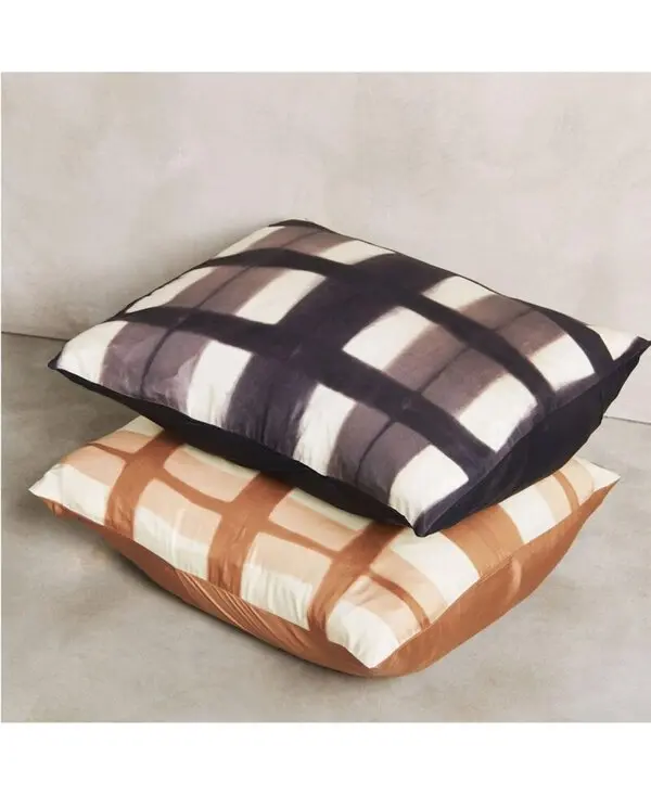 STUDIO VARIOUSLY Melo Handcrafted Shibori Print Mulberry Silk Pillow, Cover Only, 20 X 20 - Black