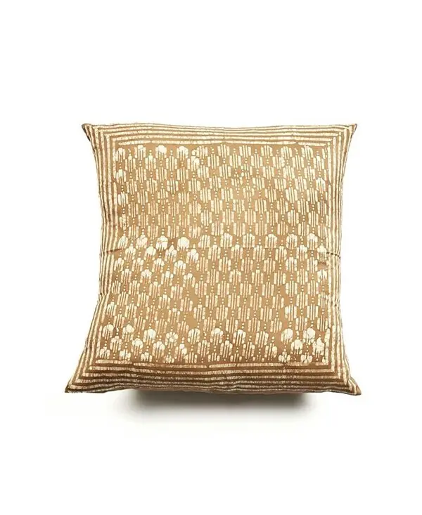 STUDIO VARIOUSLY Oasis Hand Crafted Wax Block Print Mulberry Silk Pillow Cover Only - Gold