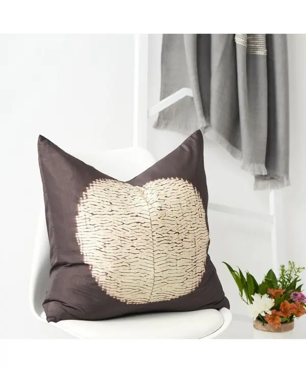 STUDIO VARIOUSLY Shunya Handcrafted Shibori Print Mulberry Silk Pillow, Cover Only