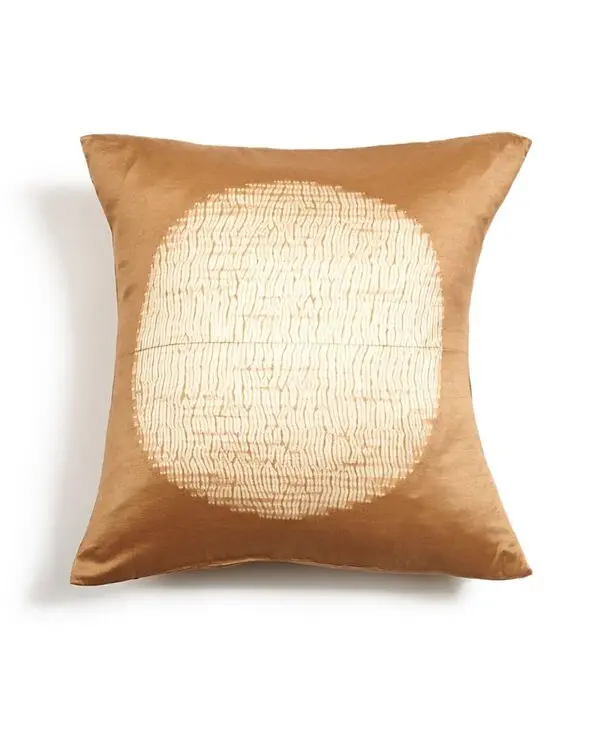 STUDIO VARIOUSLY Shunya Handcrafted Shibori Print Mulberry Silk Pillow, Cover Only - Gold