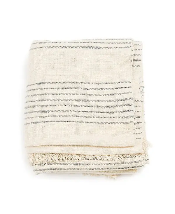 STUDIO VARIOUSLY Silica Chalk Stripes Pattern Soft Handwoven Merino Throw - Off White