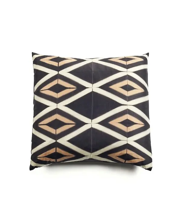 STUDIO VARIOUSLY Tisa Handcrafted Shibori Print Mulberry Silk Pillow, Cover Only, 20 X20 - Black