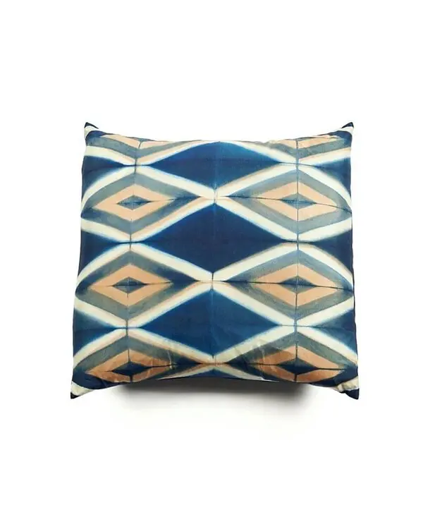 STUDIO VARIOUSLY Tisa Handcrafted Shibori Print Mulberry Silk Pillow, Cover Only, 20 X20 - Indigo