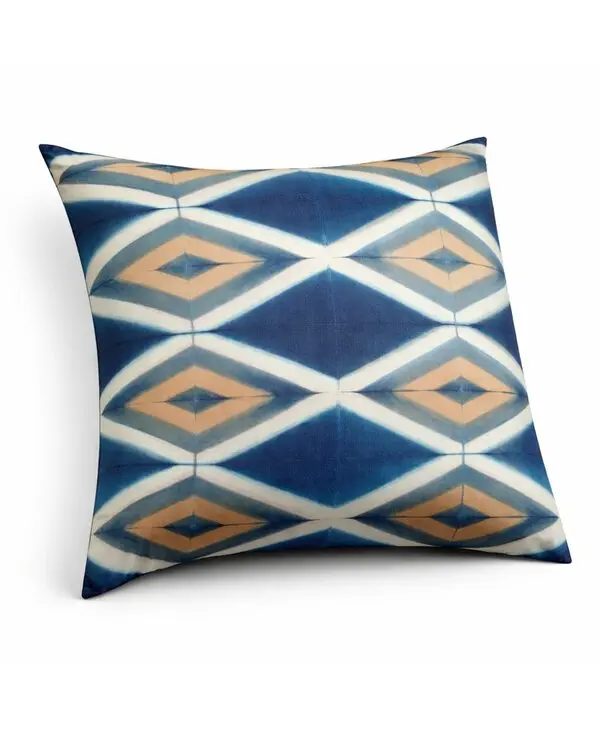 STUDIO VARIOUSLY Tisa Handcrafted Shibori Print Mulberry Silk Pillow, Cover Only, 20 X20 - Indigo
