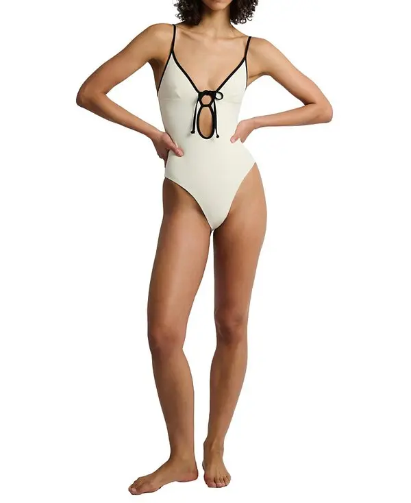 Onia Soleil One Piece Swimsuit With Keyhole Detail - Egret/black