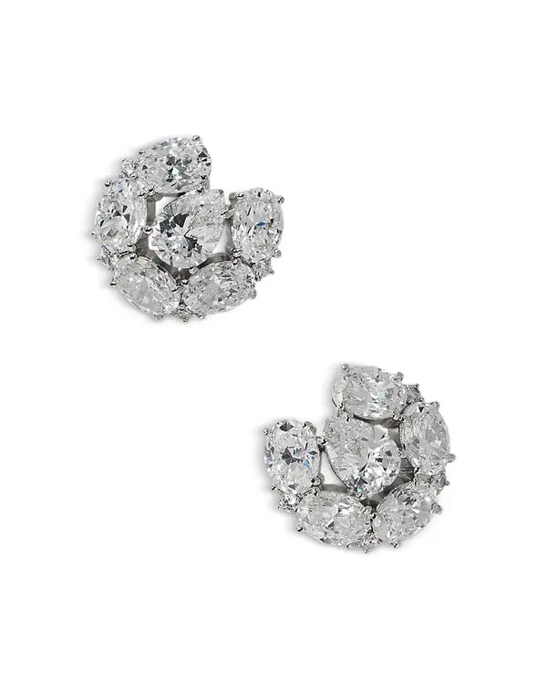 Nadri Crystal Button Earrings - Rhodium