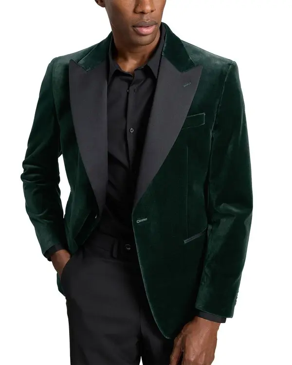 Ted Baker London Webster Modern Velvet Jacket With Satin Lapel - Green