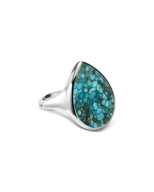 Ippolita Sterling Sculptured Teardrop Ring With Turquoise - Silver