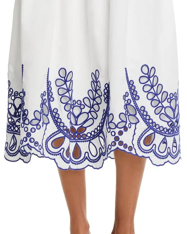 Moon River Strapless Eyelet Midi Dress