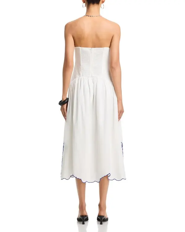 Moon River Strapless Eyelet Midi Dress