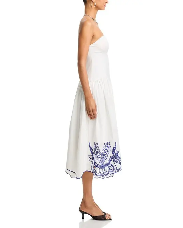 Moon River Strapless Eyelet Midi Dress