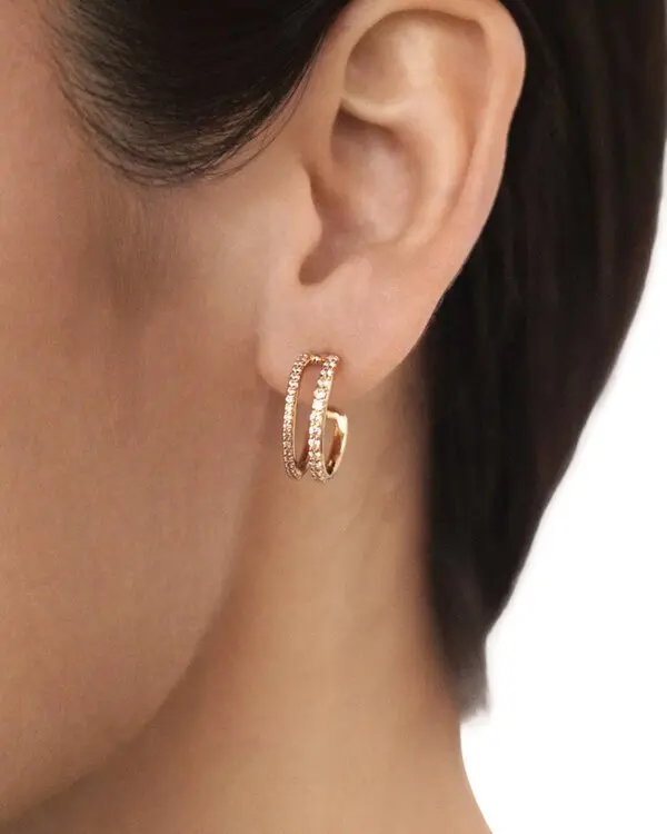 Ettika Double Up Crystal Hoop Earrings