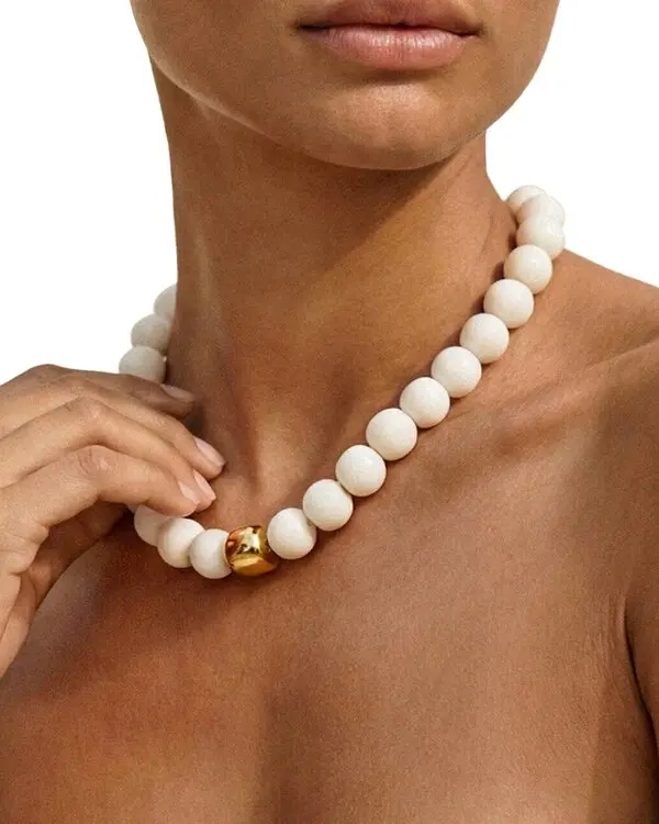 Ettika Power Bead Statement Necklace - Bone