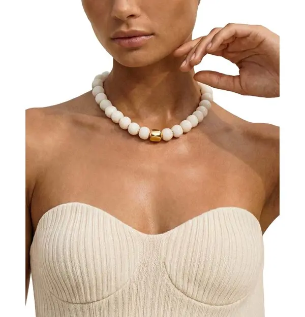 Ettika Power Bead Statement Necklace - Bone