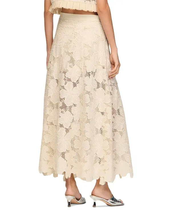 Sandro Maya Guipure Lace Maxi Skirt - Ecru