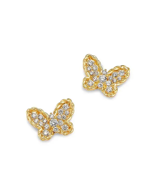 Roberto Coin 18k Yellow Diamond Butterfly Stud Earrings - Gold