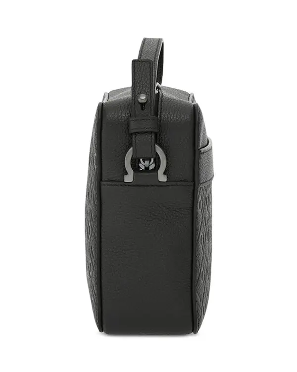 FERRAGAMO Embossed Monogram Leather Shoulder Bag