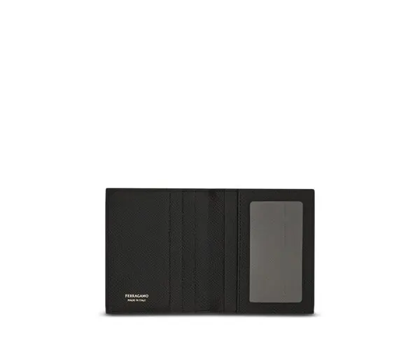FERRAGAMO Green Pebble Logo Card Holder