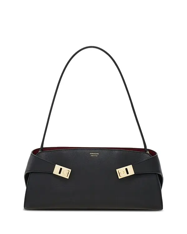 FERRAGAMO Hug East West Leather Shoulder Bag - Nero