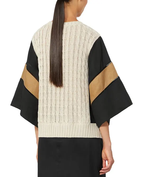 Max Mara Crewneck Linen Sweater With Contrast Sleeves