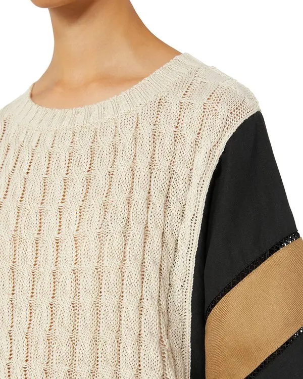 Max Mara Crewneck Linen Sweater With Contrast Sleeves