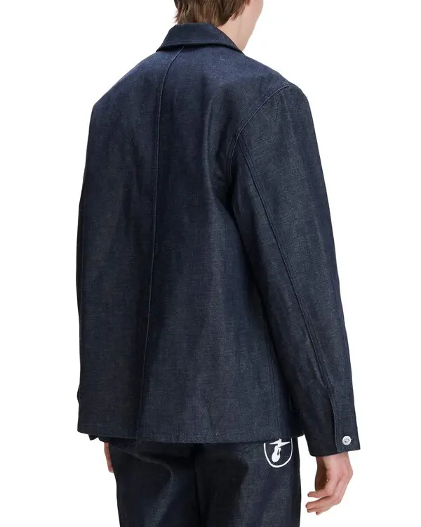A.p.c. Denim Trucker Jacket With Graphic Detail - Indigo