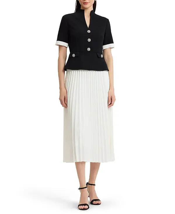 Ming Wang Noelle Pleated Crepe Maxi Dress