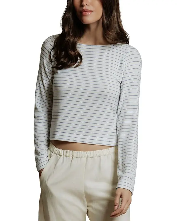 PERFECTWHITETEE Ainsley Brushed Sweater Stripe Long Sleeve Top