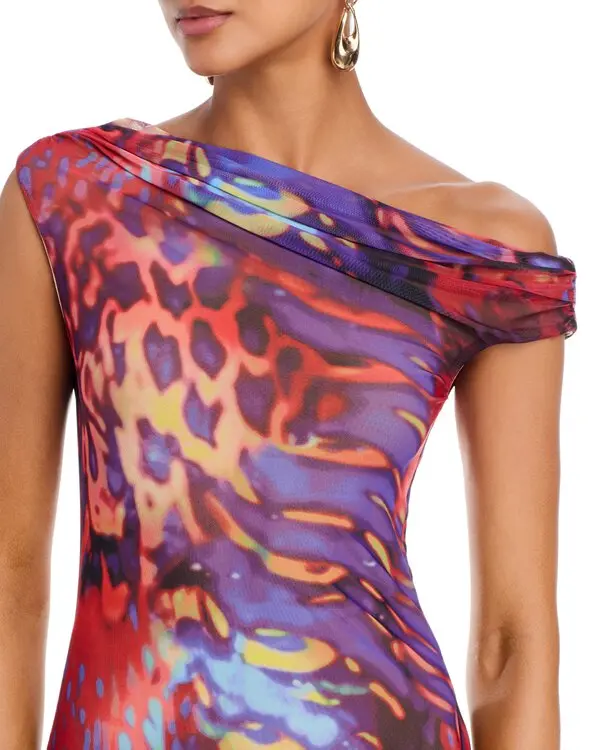 AFRM Holden Asymmetric Midi Dress - Cobalt Scale