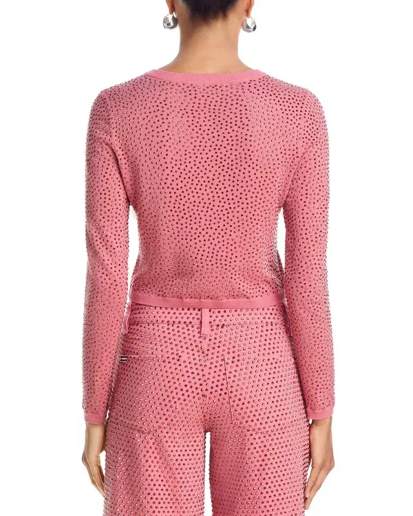 Alice + Olivia Carson Embellished Cropped Cardigan - Deep Rose