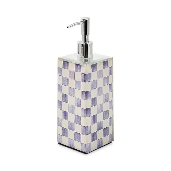 MACKENZIE-CHILDS Violet Check Glass Soap Pump - No Color