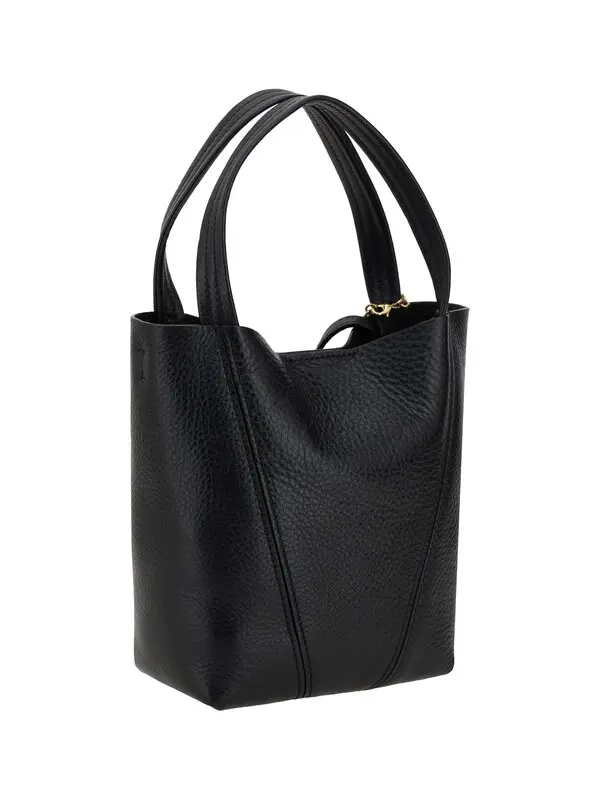 Chloé Spin Shoulder Bag In Shiny Grained Leather - Black