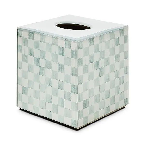MACKENZIE-CHILDS Glass Boutique Tissue Cover - Sterling Check