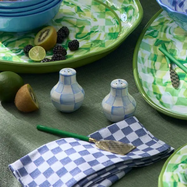 MACKENZIE-CHILDS Sky Check Salt And Pepper Shakers - Sky Blue