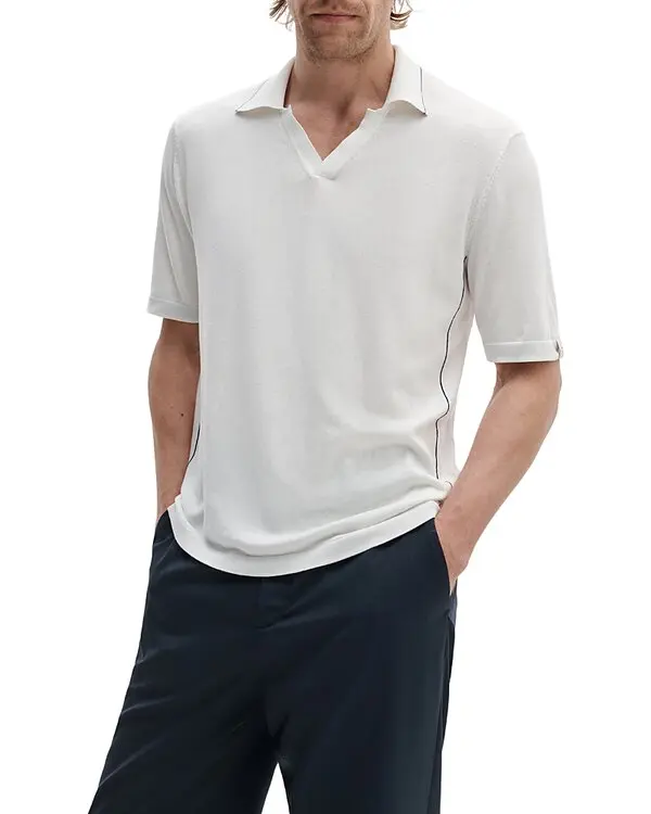 Rag & Bone Conrad Johnny Collar Silk Blend Polo Shirt