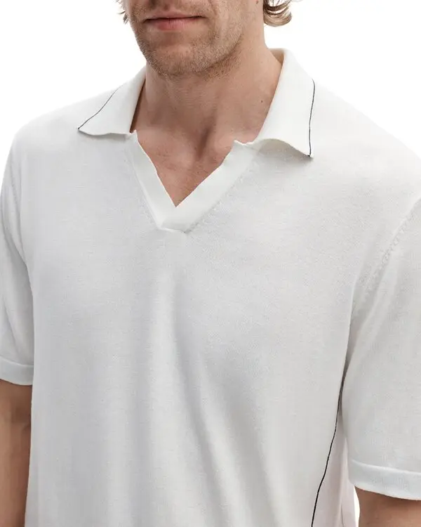 Rag & Bone Conrad Johnny Collar Silk Blend Polo Shirt