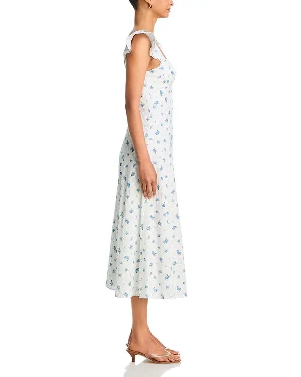 Aqua Floral Eyelet Midi Dress