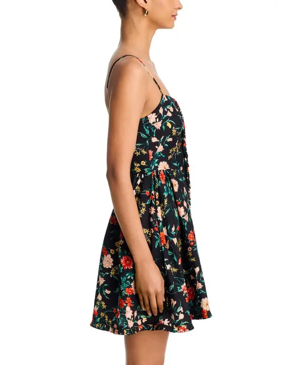 Aqua Floral Button Front Mini Dress