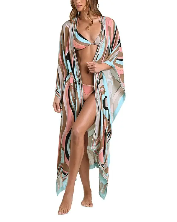 L'Agence Abstract Swirl Kara Kimono Swim Cover-up - Multi