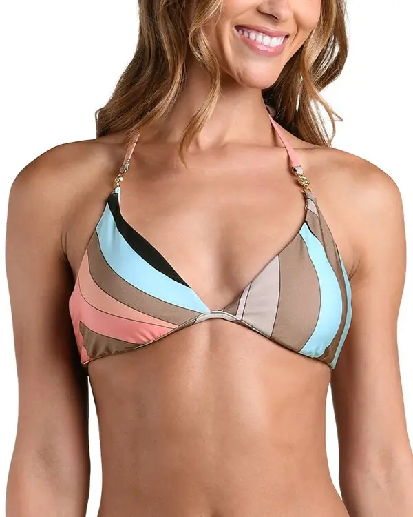 L'Agence Abstract Swirl Triangle Bikini Top - Multi