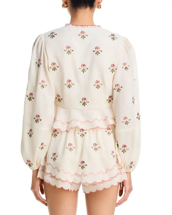 Aqua Bendita Floral Embroidered Top