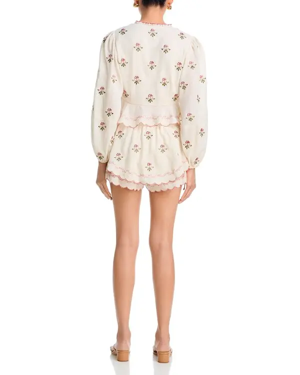 Aqua Bendita Floral Embroidered Top