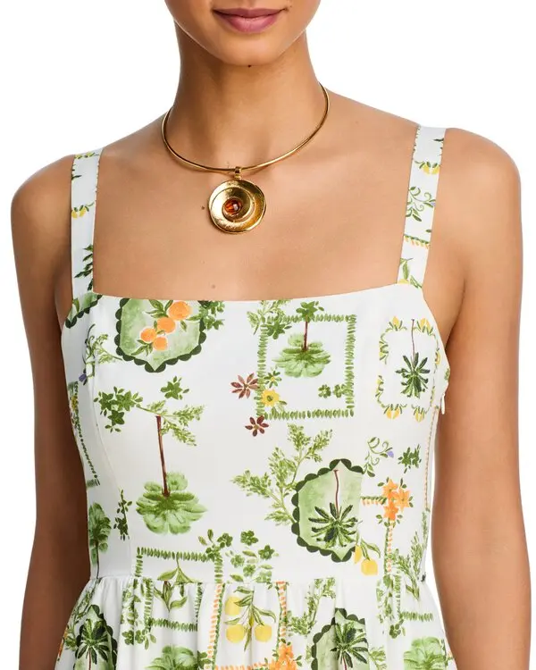 Aqua Garden Print Mini Dress