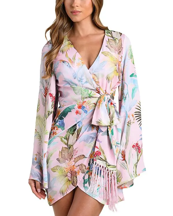L'Agence Kohima Colorful Palm Mini Cover-up Dress - Multi
