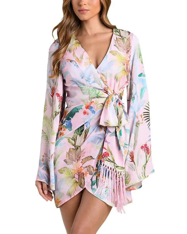 L'Agence Kohima Colorful Palm Mini Cover-up Dress