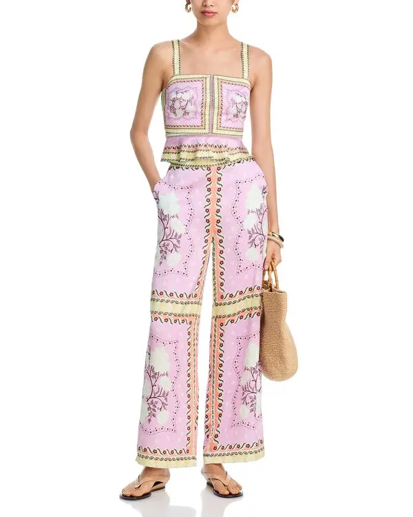Aqua Bendita Scarf Print Peplum Top