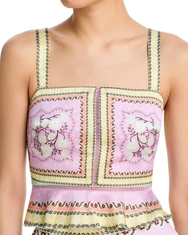 Aqua Bendita Scarf Print Peplum Top