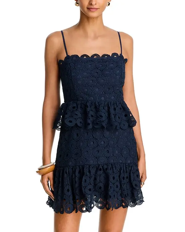 Aqua Circle Lace Mini Dress - Navy
