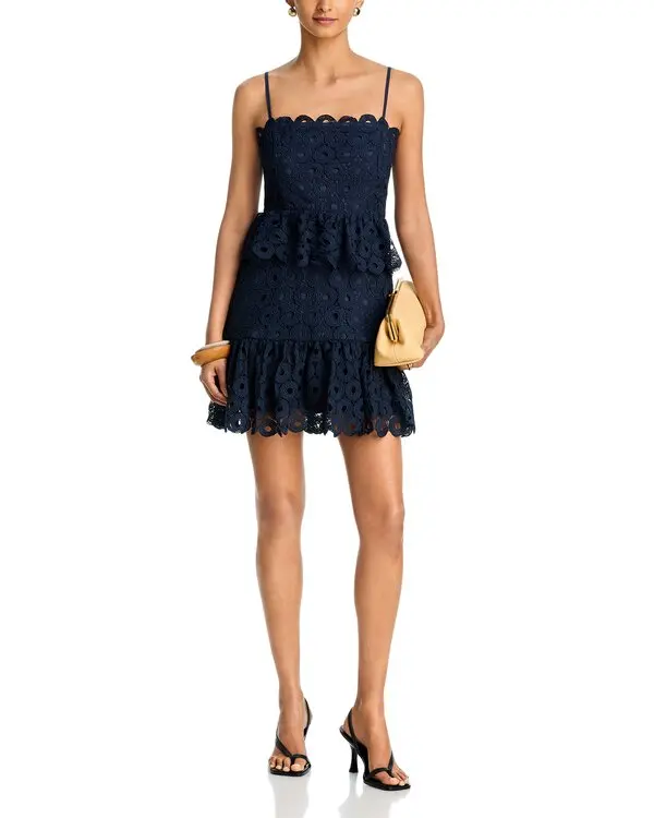 Aqua Circle Lace Mini Dress