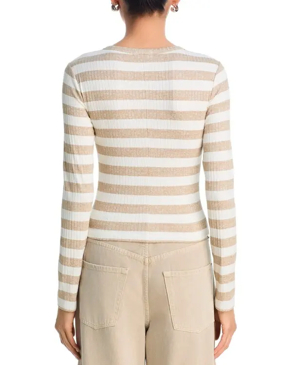 Rag & Bone Knit Wide Rib Stripe Cardigan - Toffee